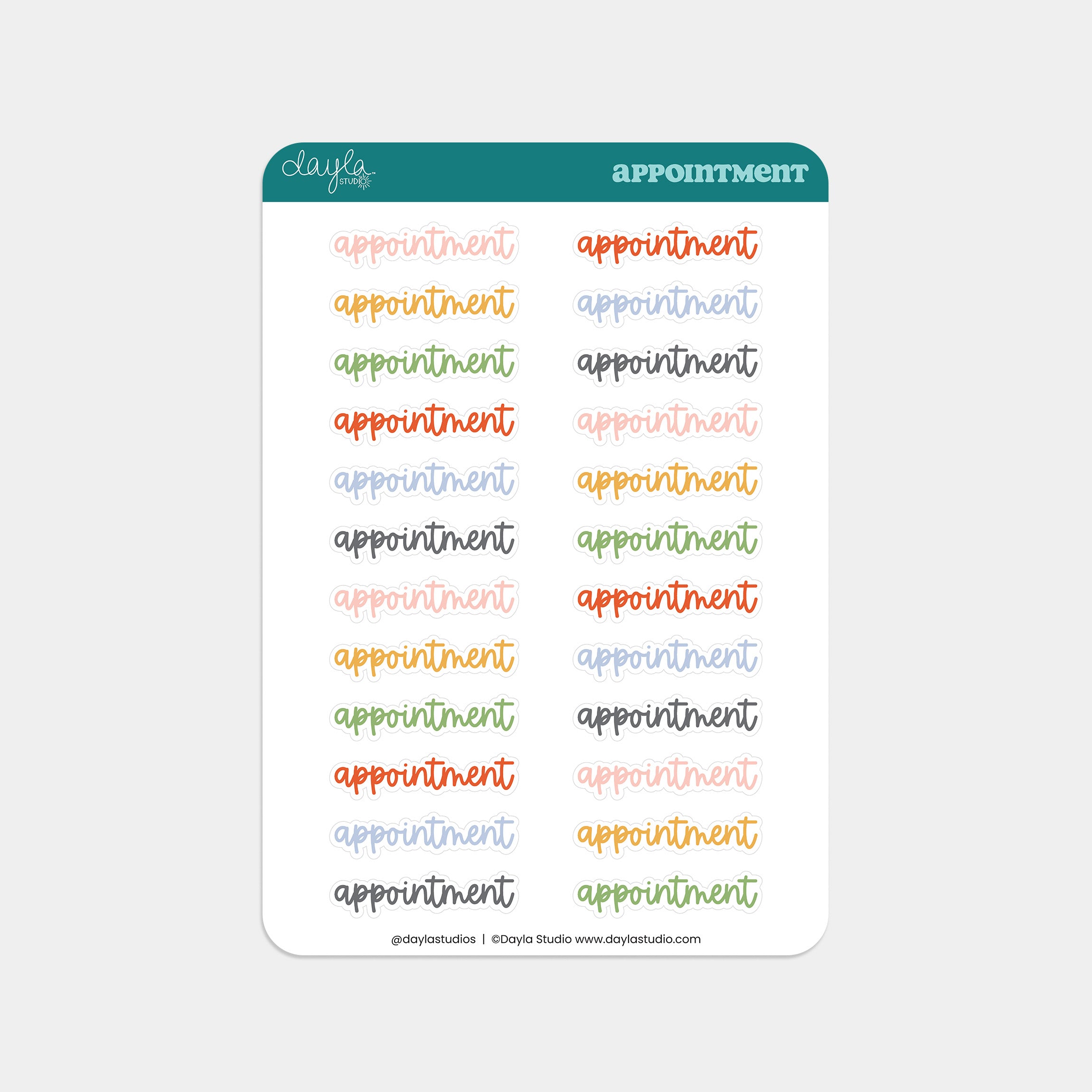 "Appointment" Word Stickers - Planner and Journal Stickers – Dayla Studio