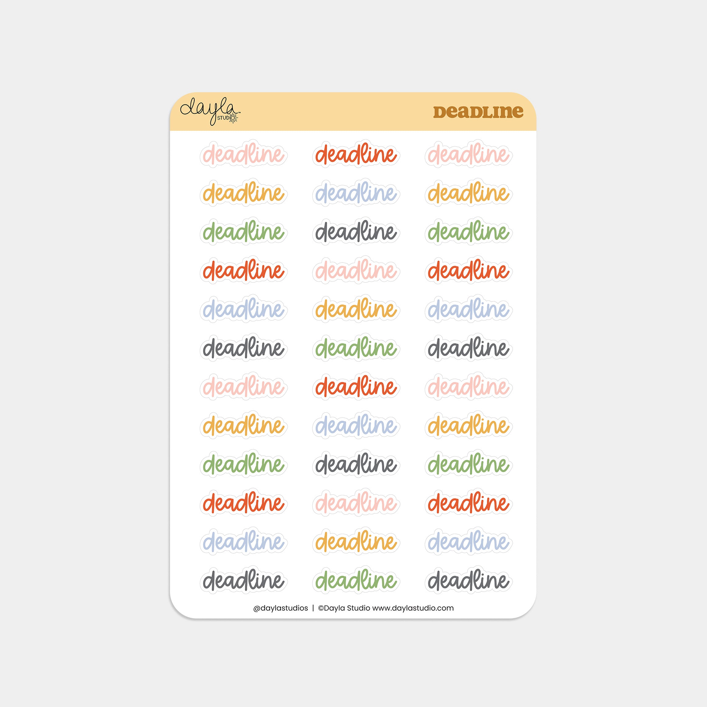 "Deadline" Word Stickers - Planner and Journal Stickers – Dayla Studio