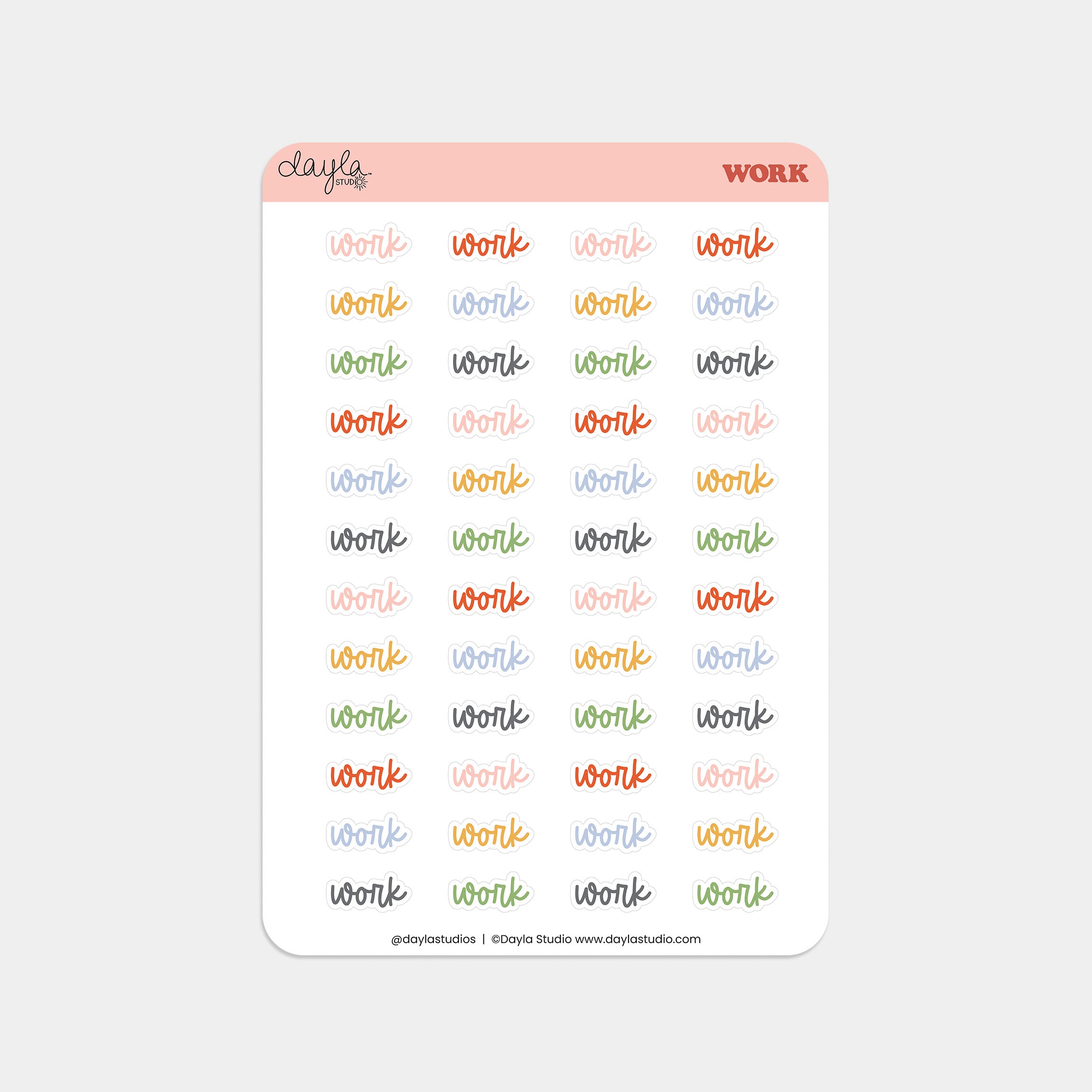 "Work" Word Stickers - Planner and Journal Stickers – Dayla Studio