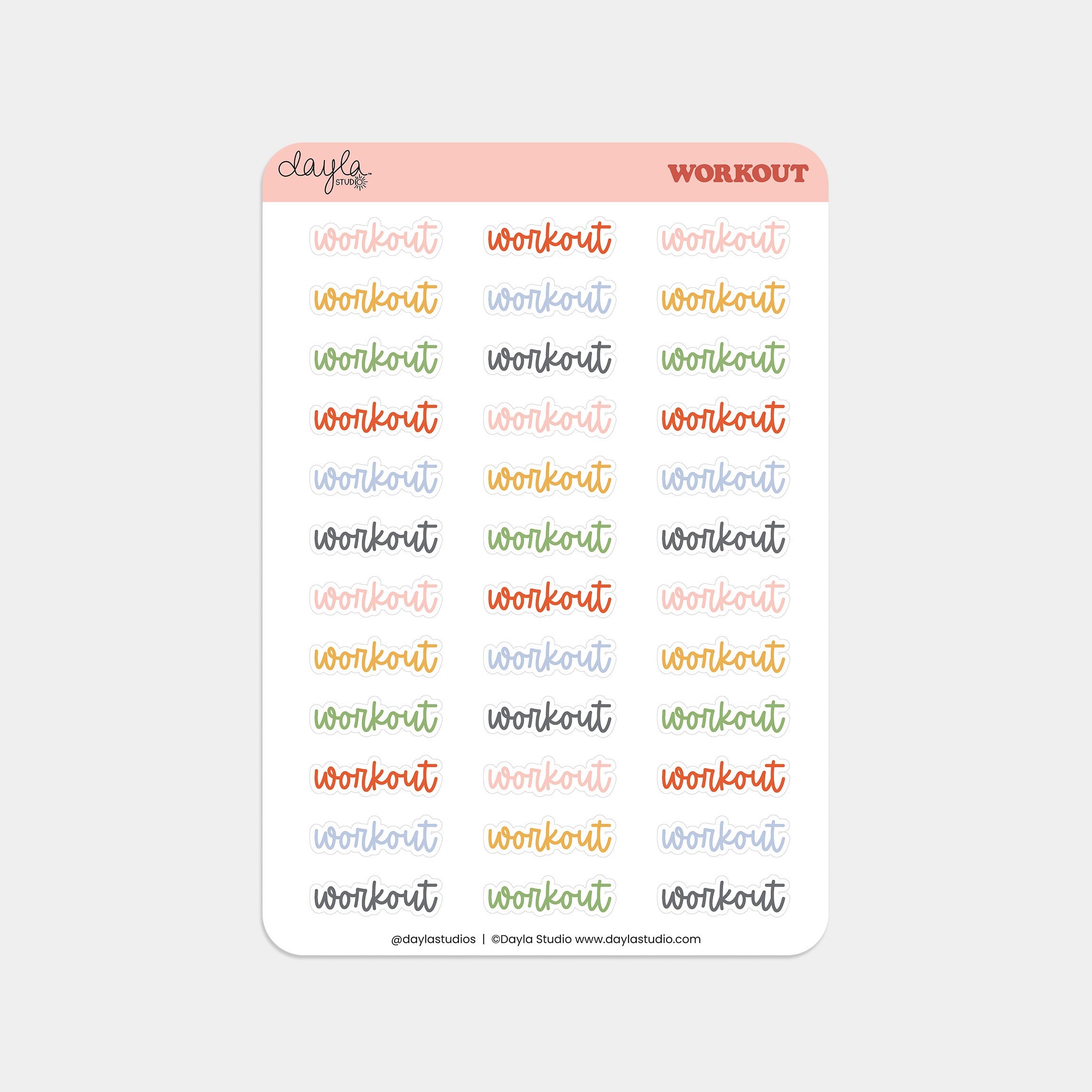 "Workout" Word Stickers - Planner and Journal Stickers – Dayla Studio